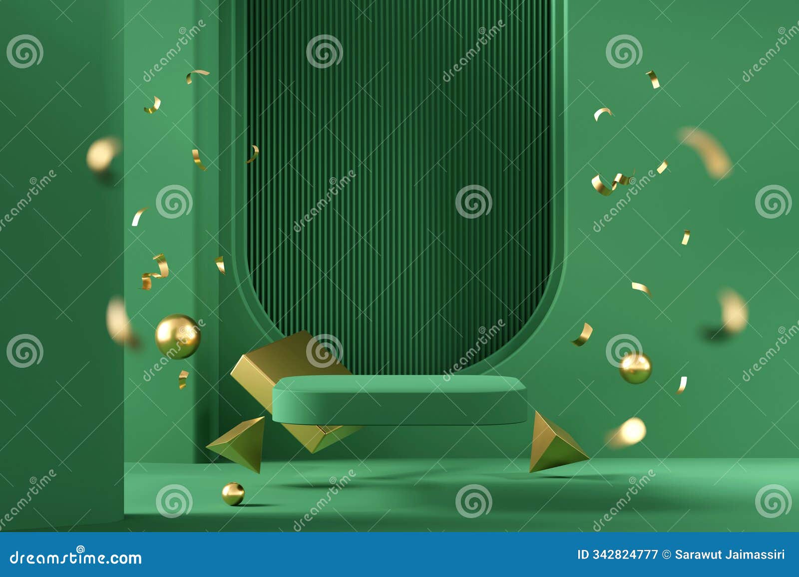 3D Rendering Green Platform Podium Product Advertising Presentation ...