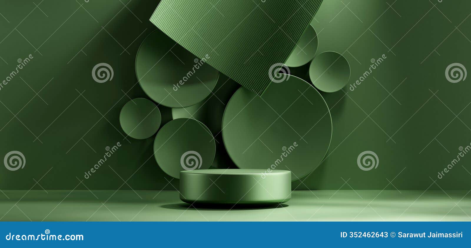 3D Rendering Green Platform Podium Product Advertising Presentation ...