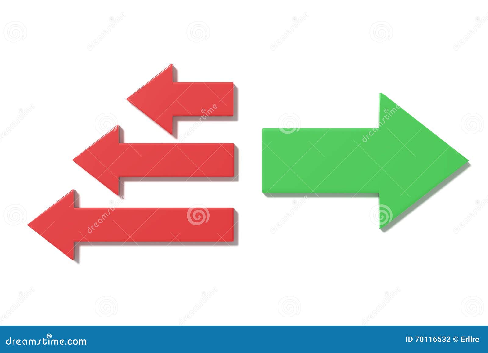 3d Rendering of Green and Red Arrows in Different Directions Stock ...