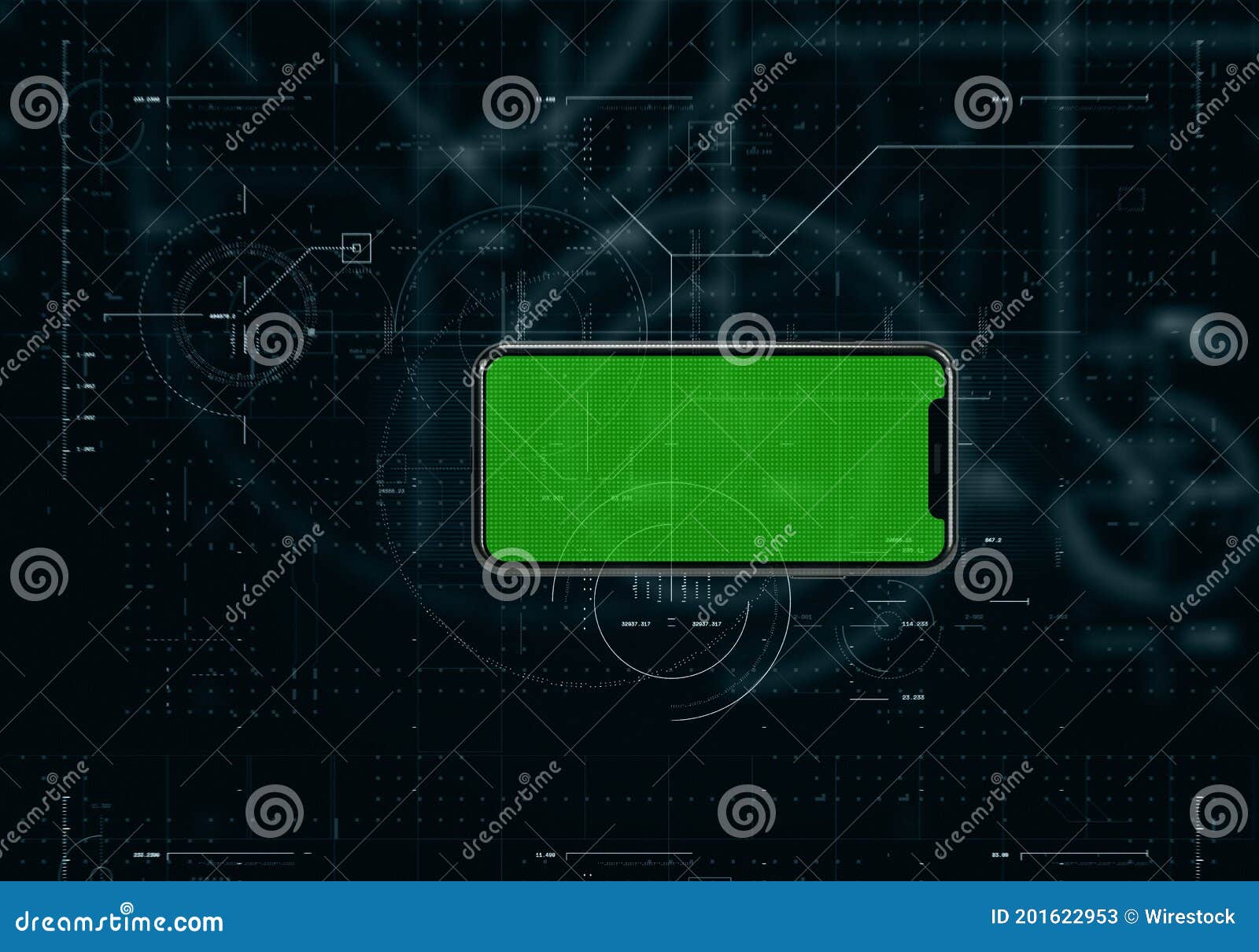 3D Rendering of a Green-screen Modern Smartphone with a Digital ...