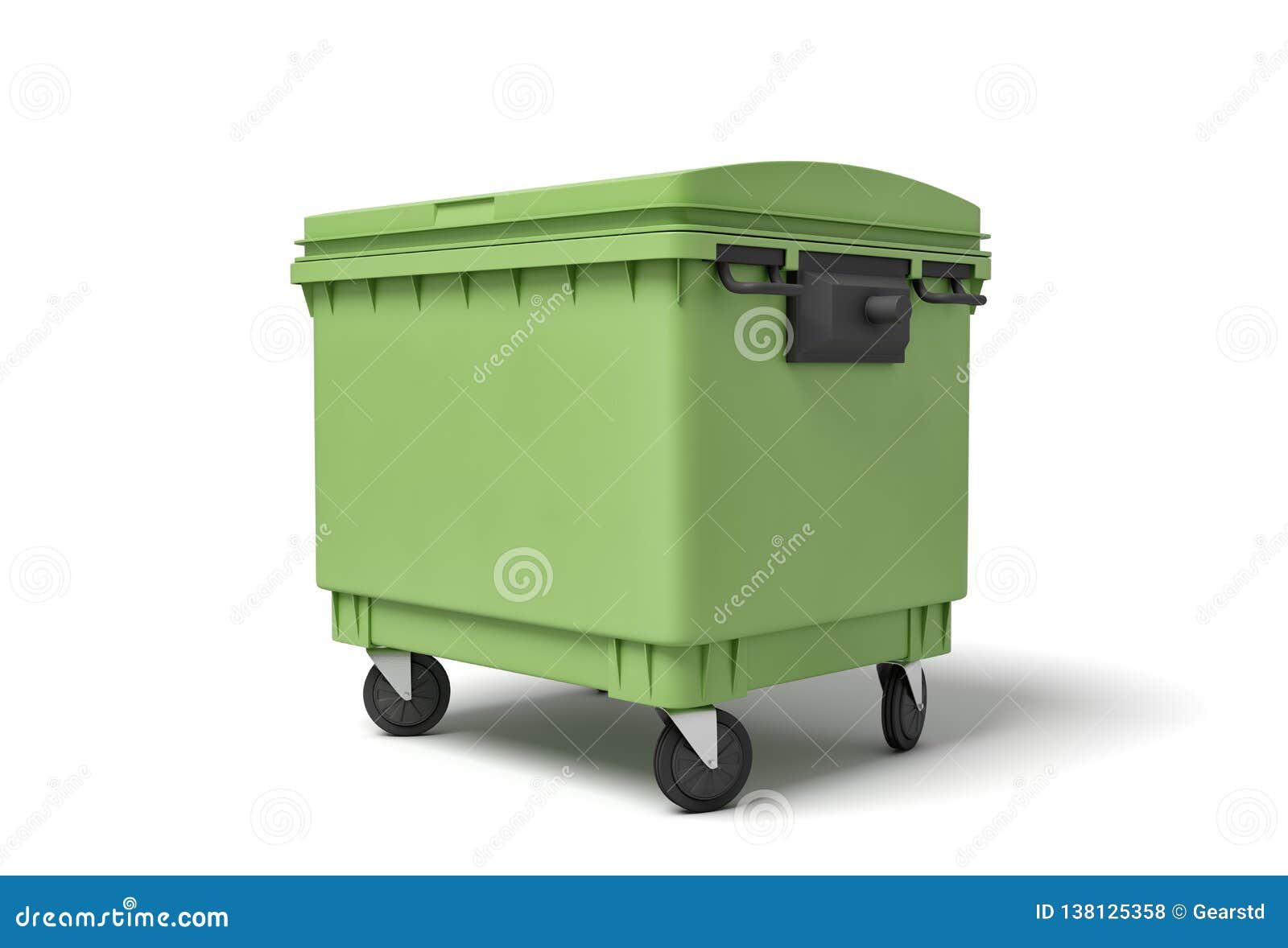 3d Rendering of Green Trash Bin Isolated on White Background Stock ...