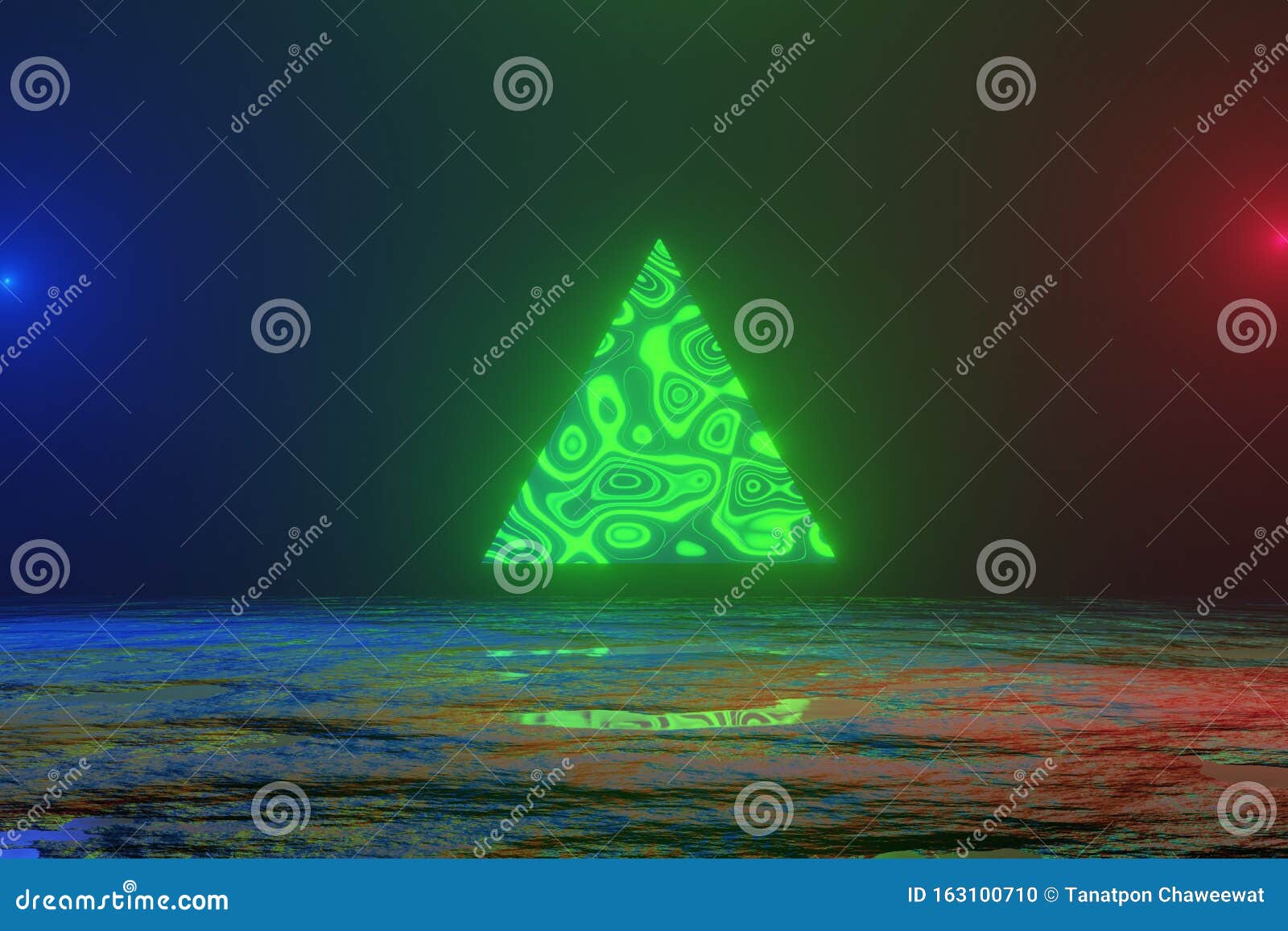 3d Rendering of Green Triangle Stock Illustration - Illustration of ...