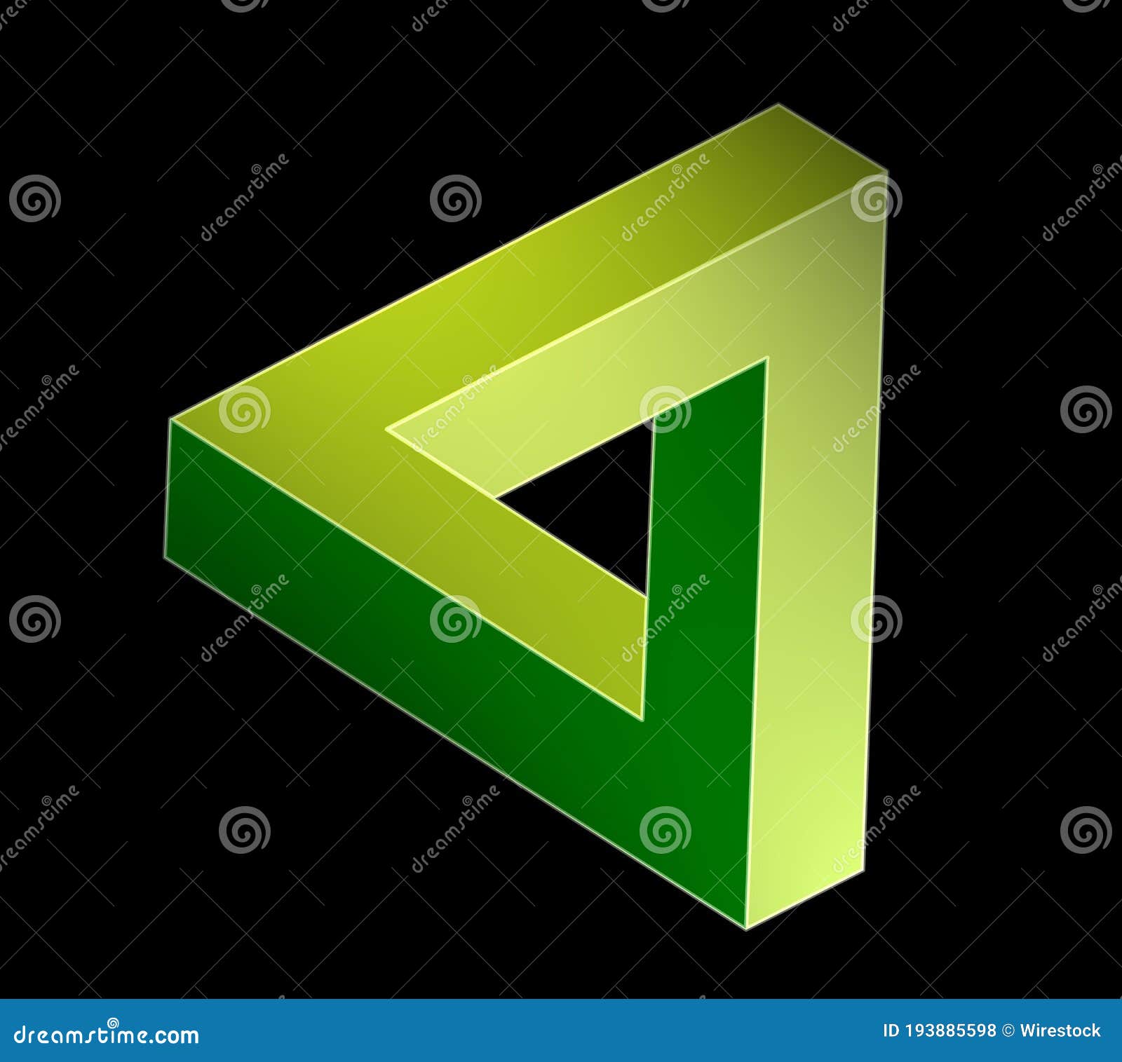 3D Rendering of a Green Triangular Shape on Black Background Stock ...
