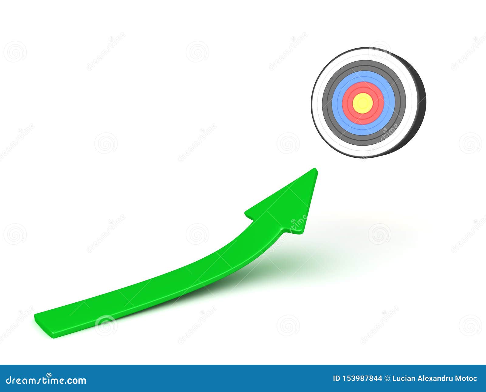 3D Rendering of Green Upward Arrow Pointing at Target Stock ...