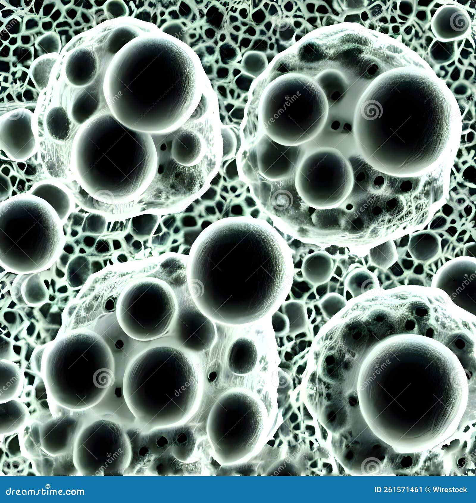 3D Rendering of Green Virus Bacteria Floating in a Cellular Environment ...