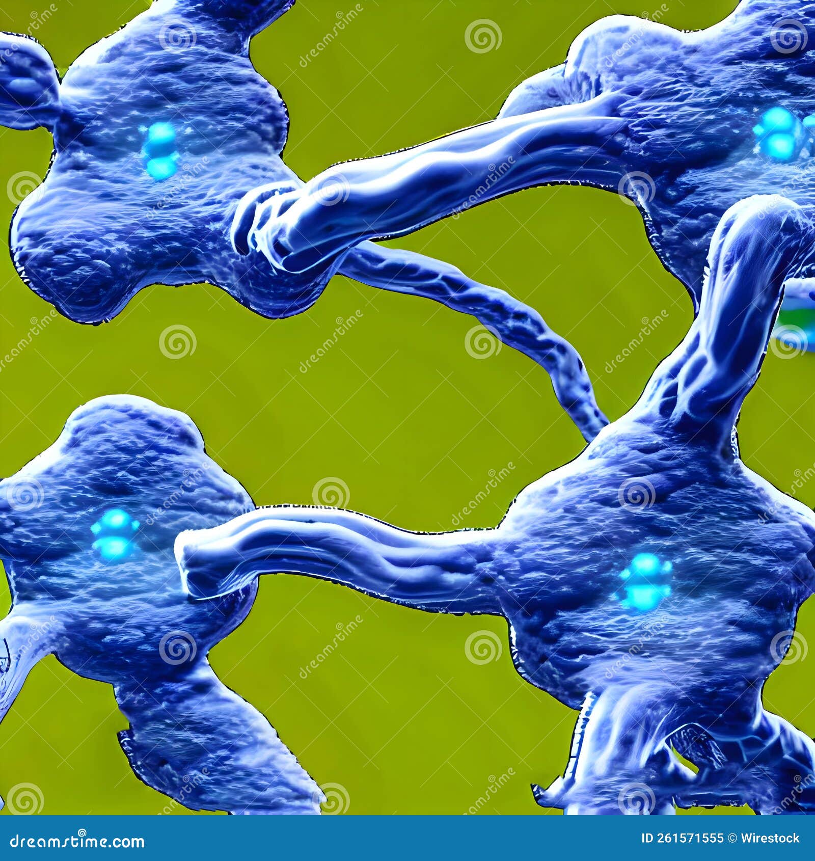 3D Rendering of Green Virus Bacteria Floating in a Cellular Environment ...