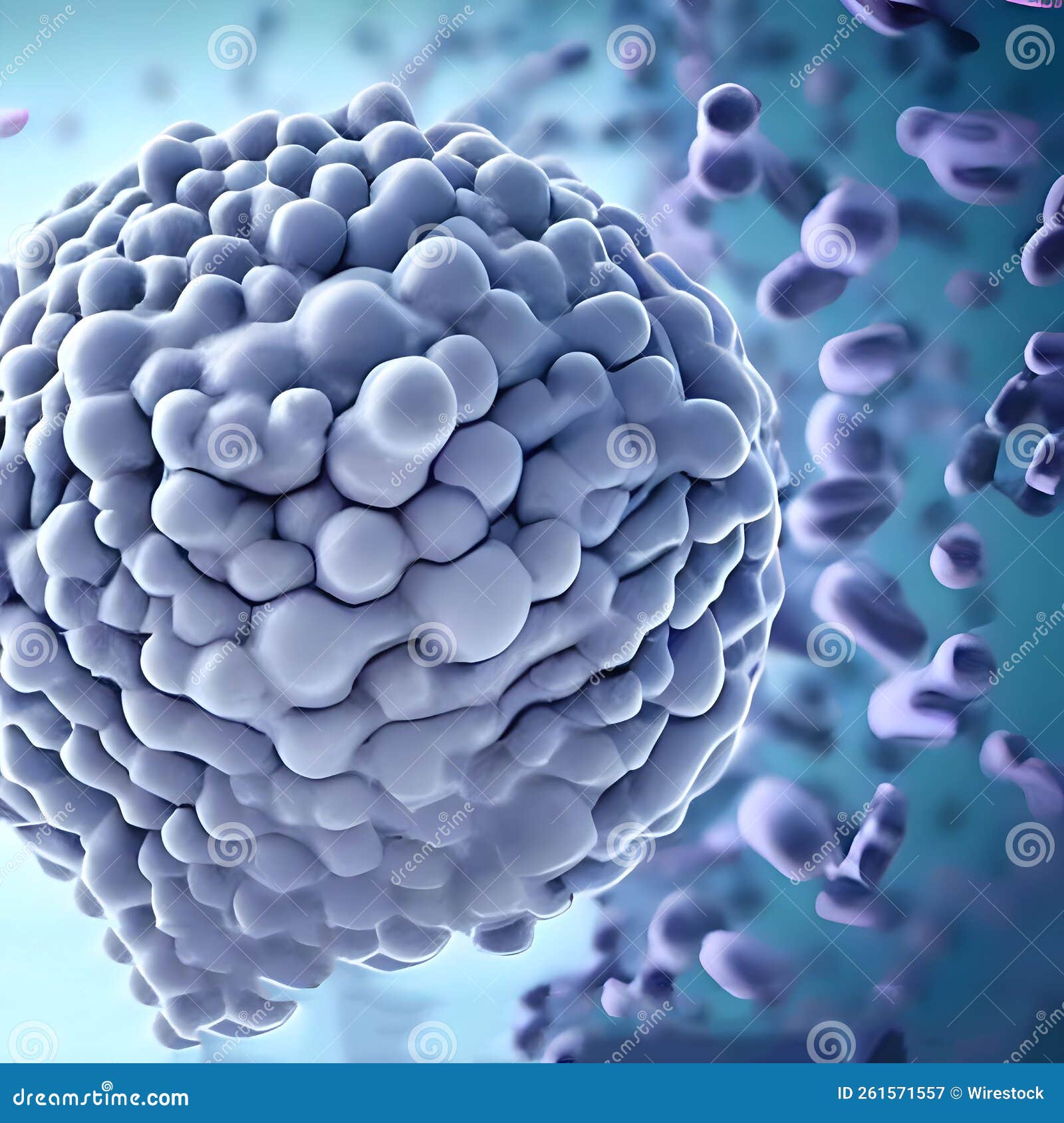 3D Rendering of Green Virus Bacteria Floating in a Cellular Environment ...