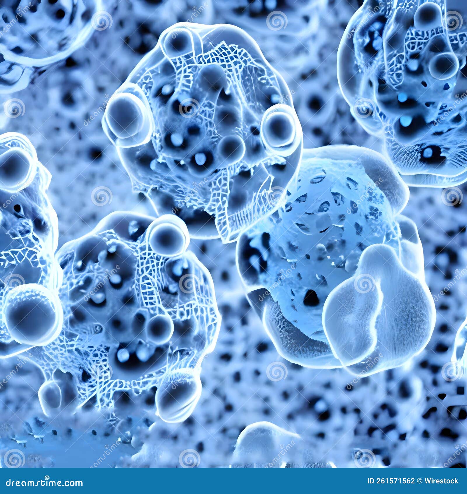 3D Rendering of Green Virus Bacteria Floating in a Cellular Environment ...