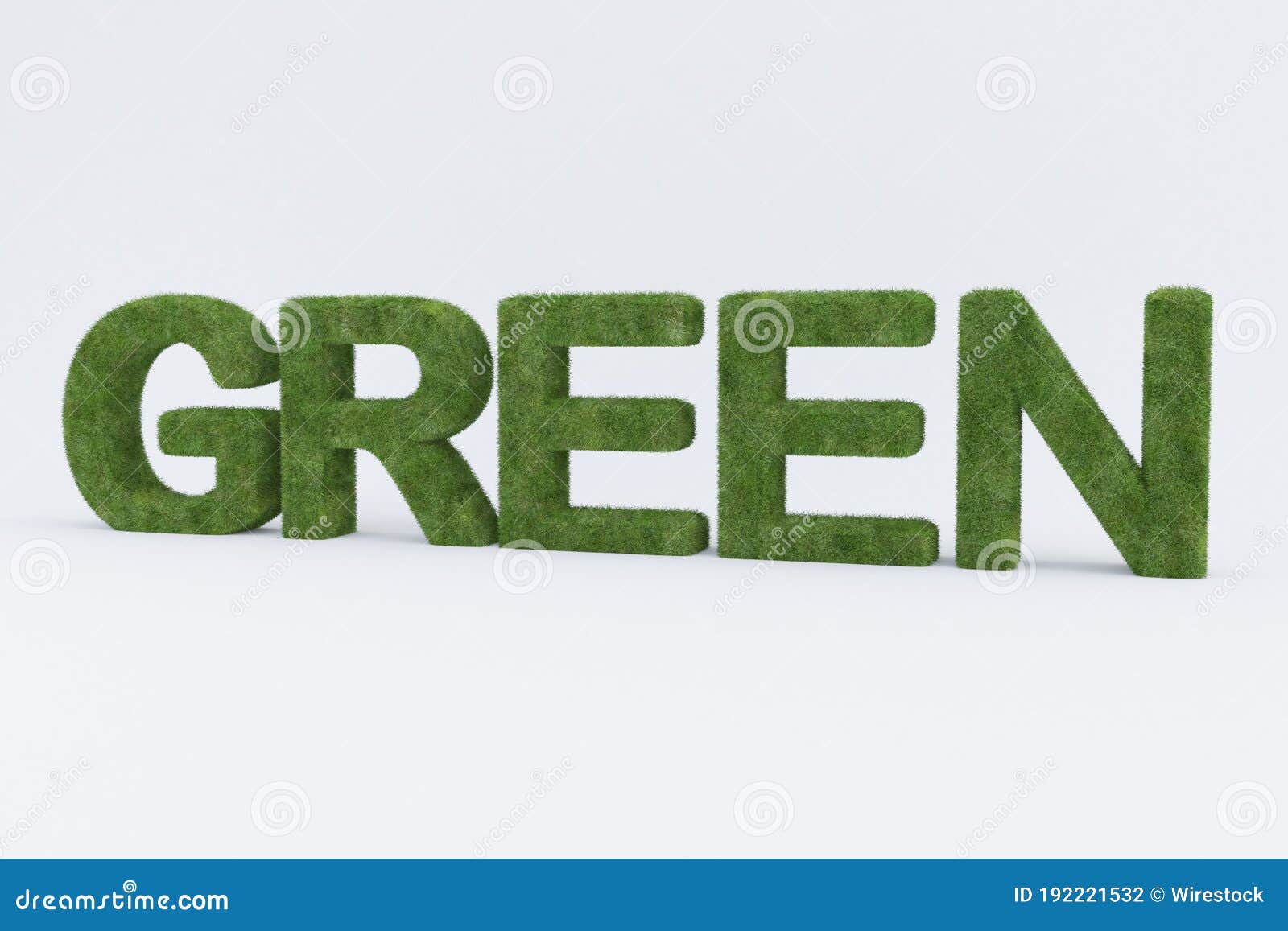3d Rendering of GREEN Word on White Background Stock Illustration ...