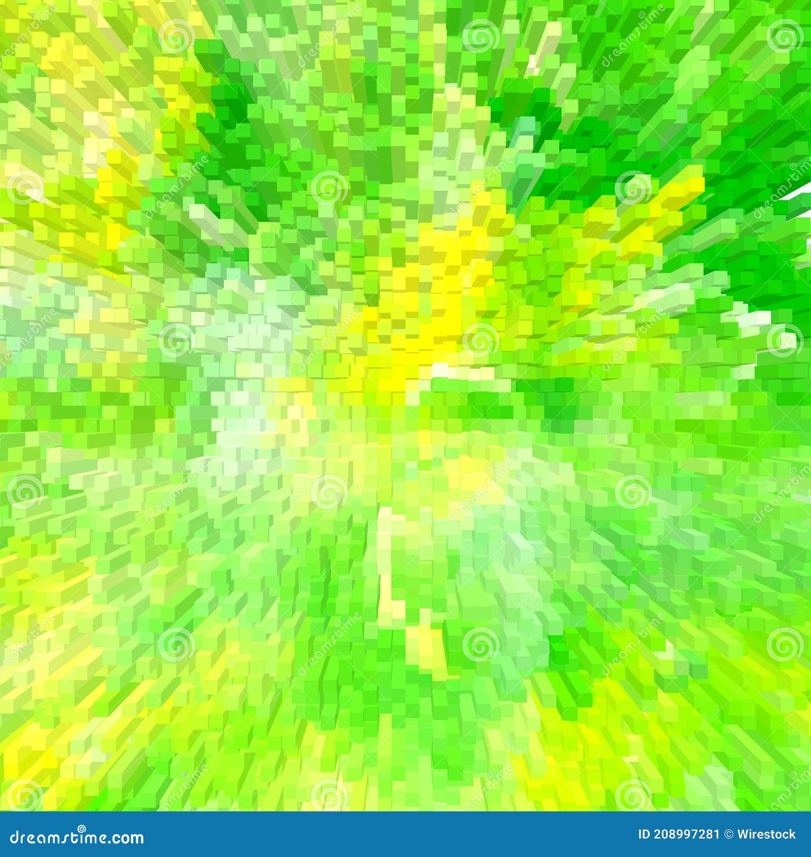 3D Rendering of Green and Yellow Pixels Stock Illustration ...