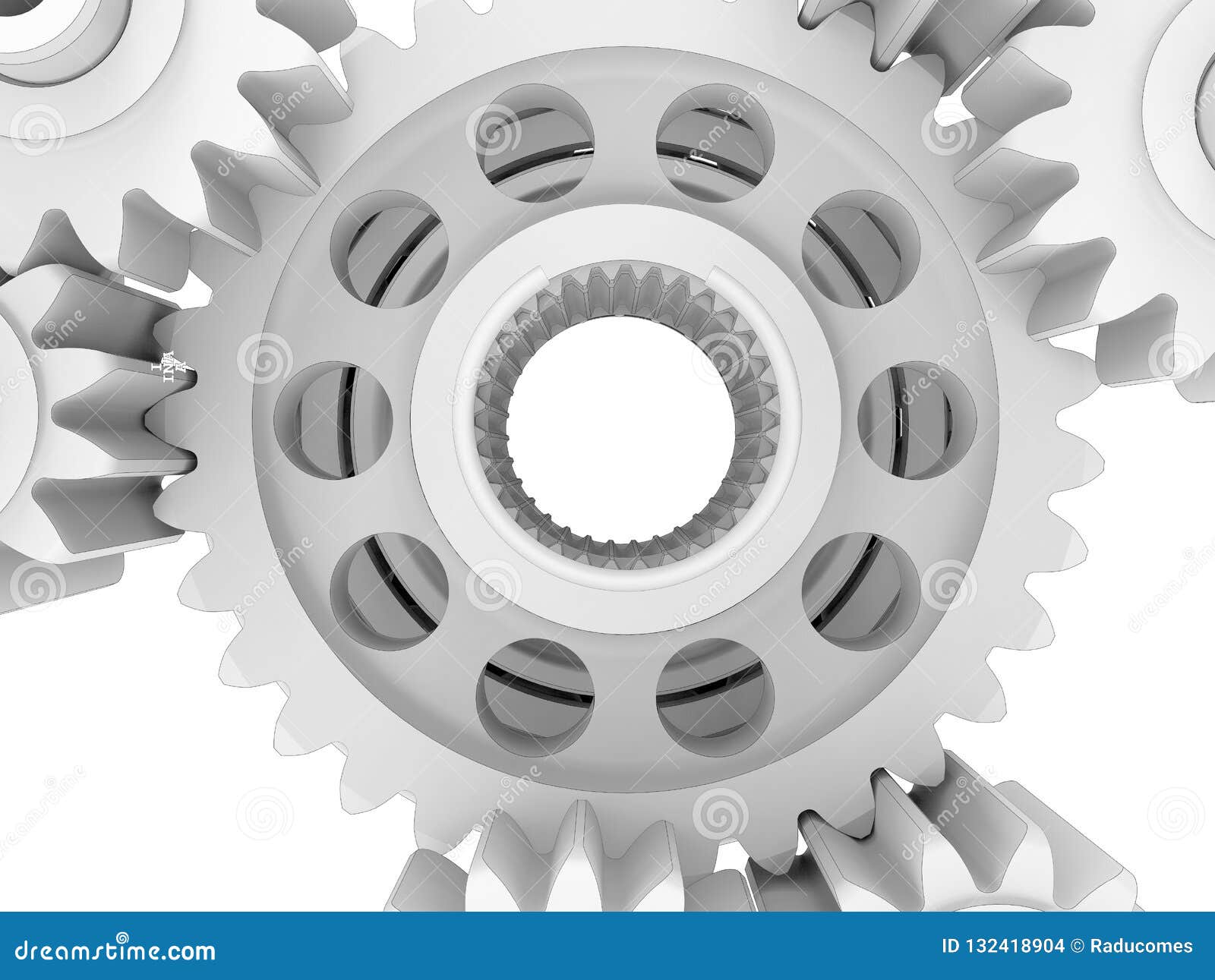 3D Rendering - Grey Metallic Gears Assembly Stock Illustration ...