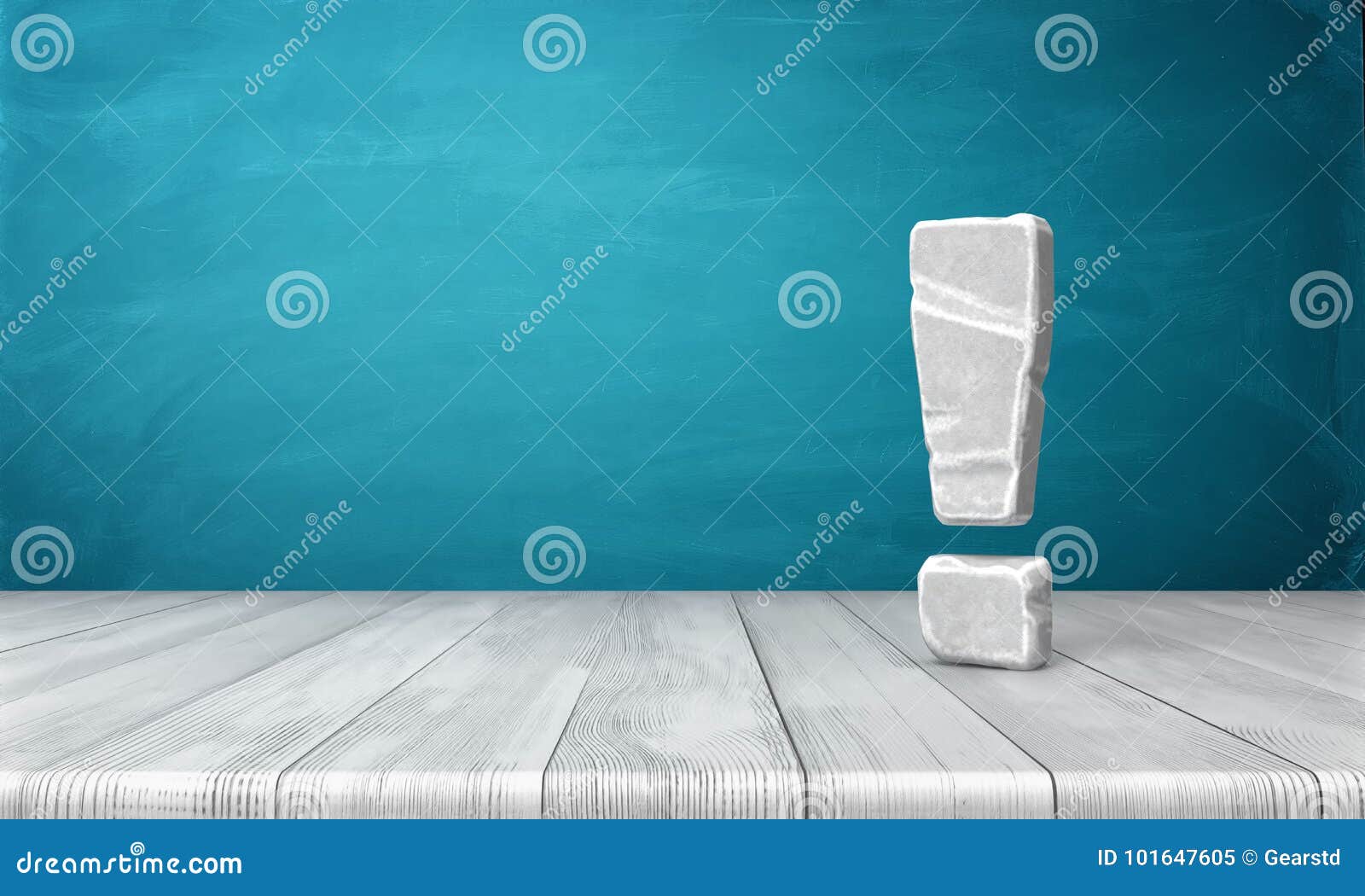 3d Rendering of a Grey-white Exclamation Mark Made of Stone Standing on ...