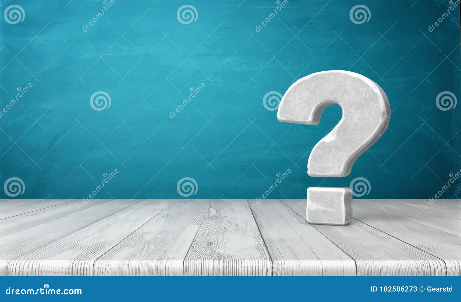 3d Rendering of a Grey-white Question Mark Made of Stone Standing on a ...