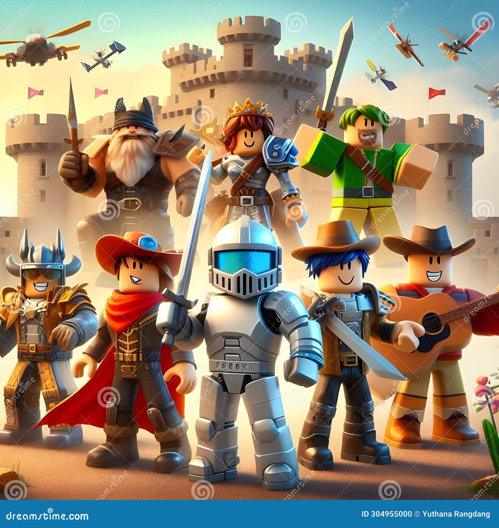 3d Rendering of a Group of Fantasy Characters. Stock Illustration ...