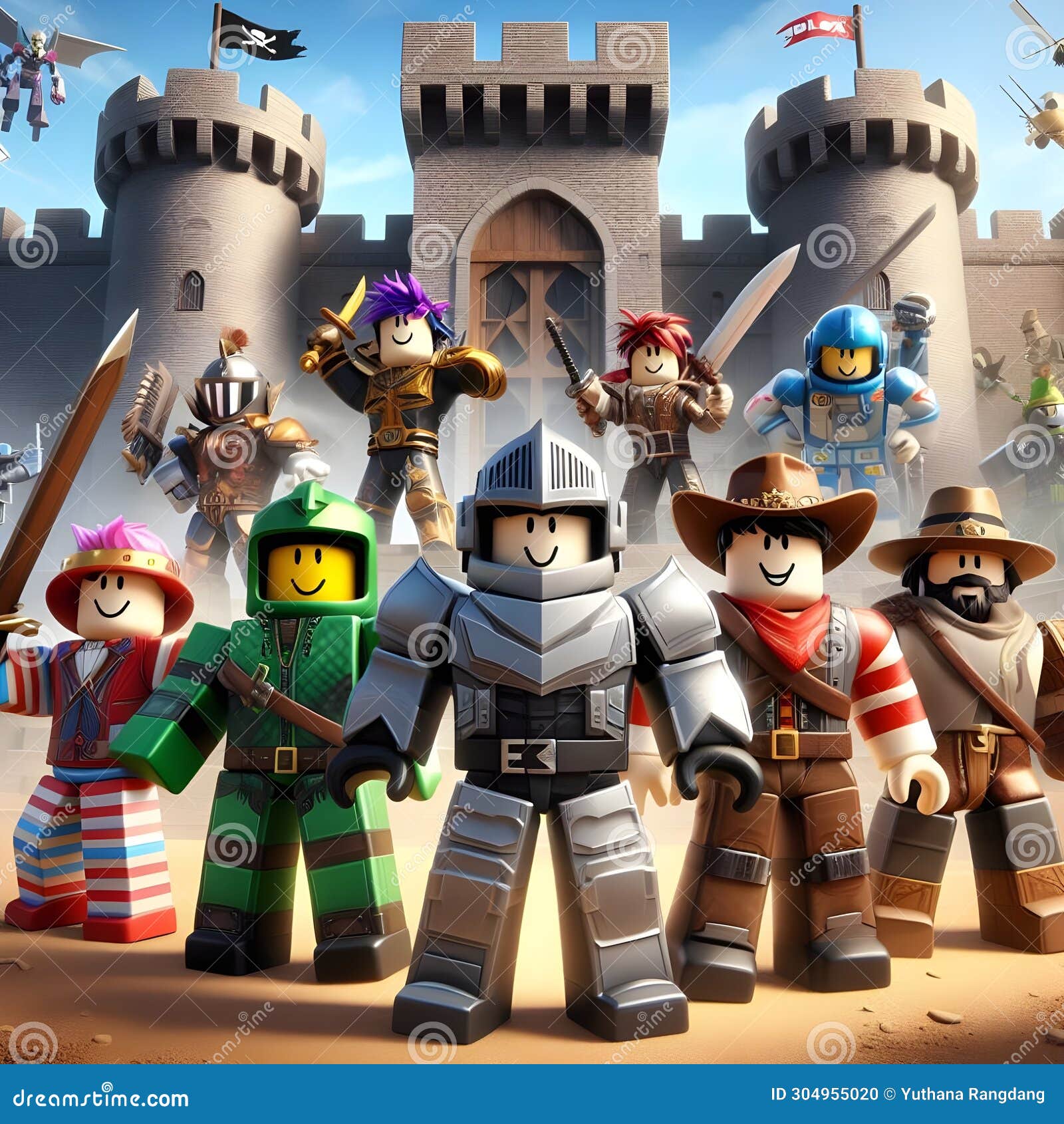 3d Rendering of a Group of Fantasy Characters. Stock Illustration ...