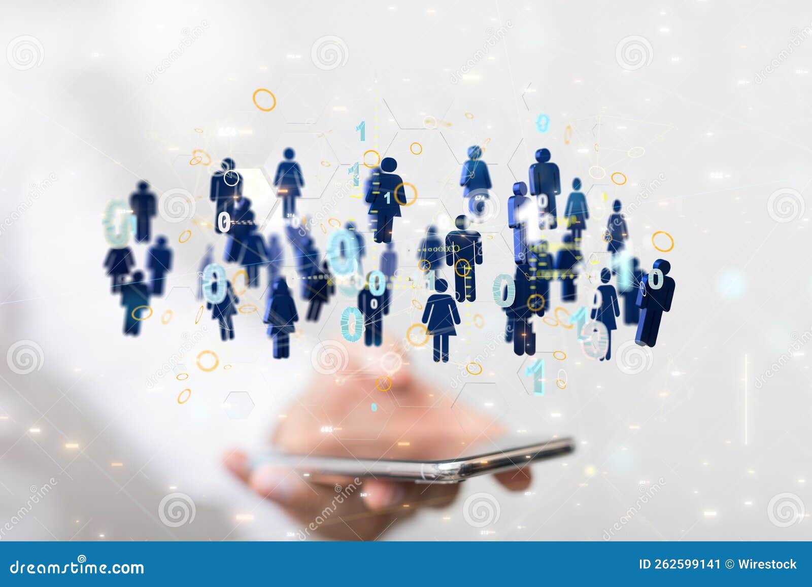 3D Rendering of a Group of Floating People Icons on a Tablet ...