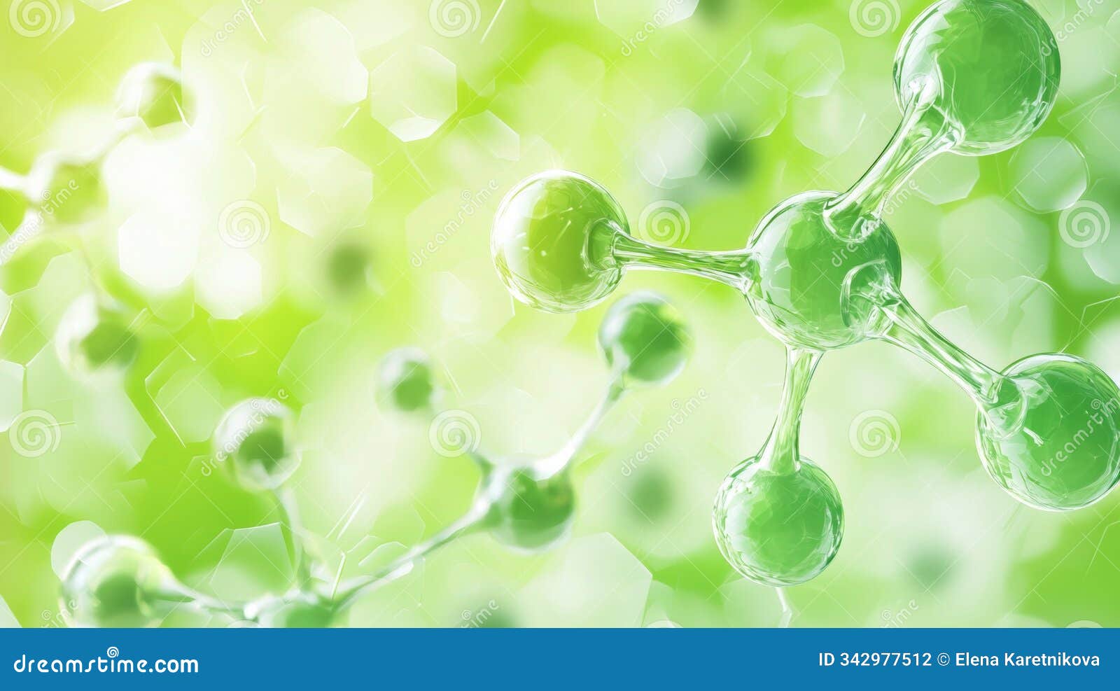 3d Rendering of a Group of Green Molecules Forming Bonds, with a ...