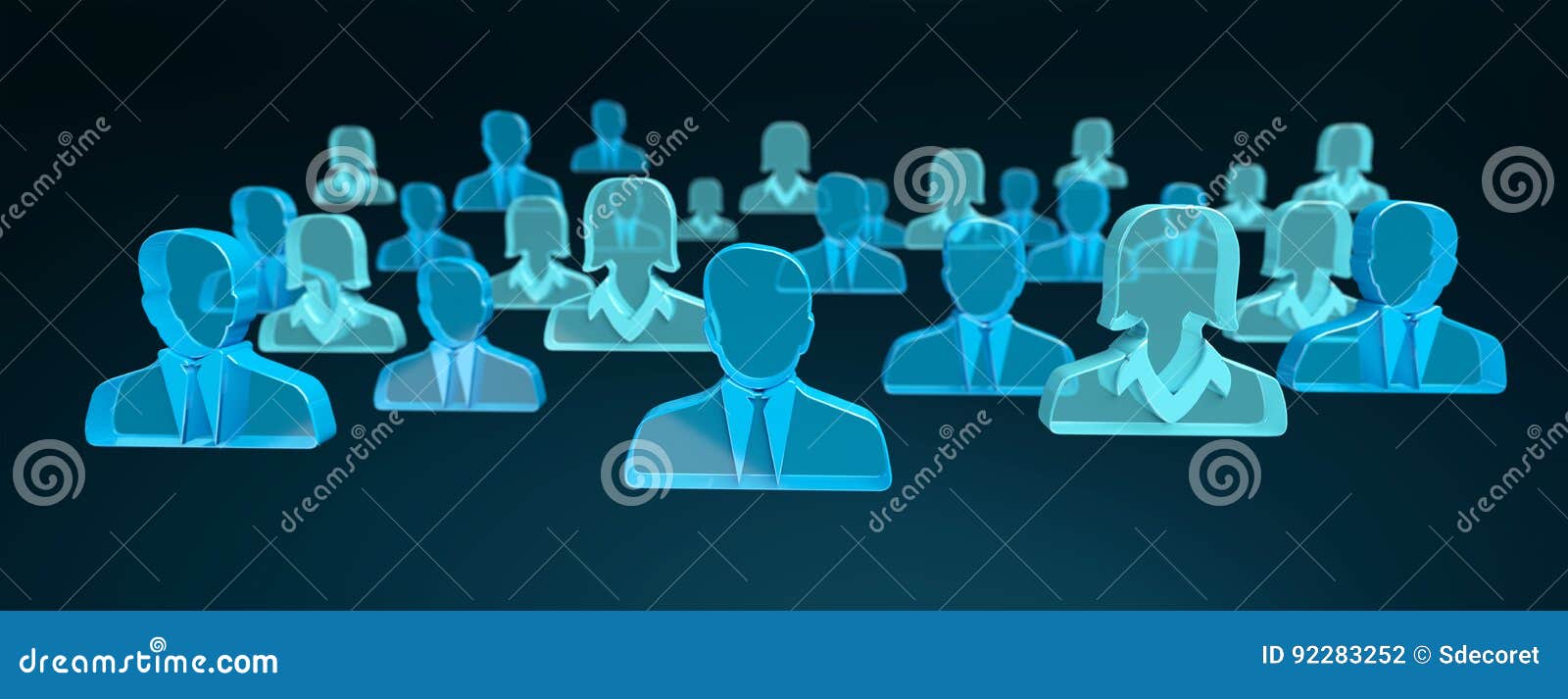 3D Rendering Group of Icon Blue People Stock Illustration ...