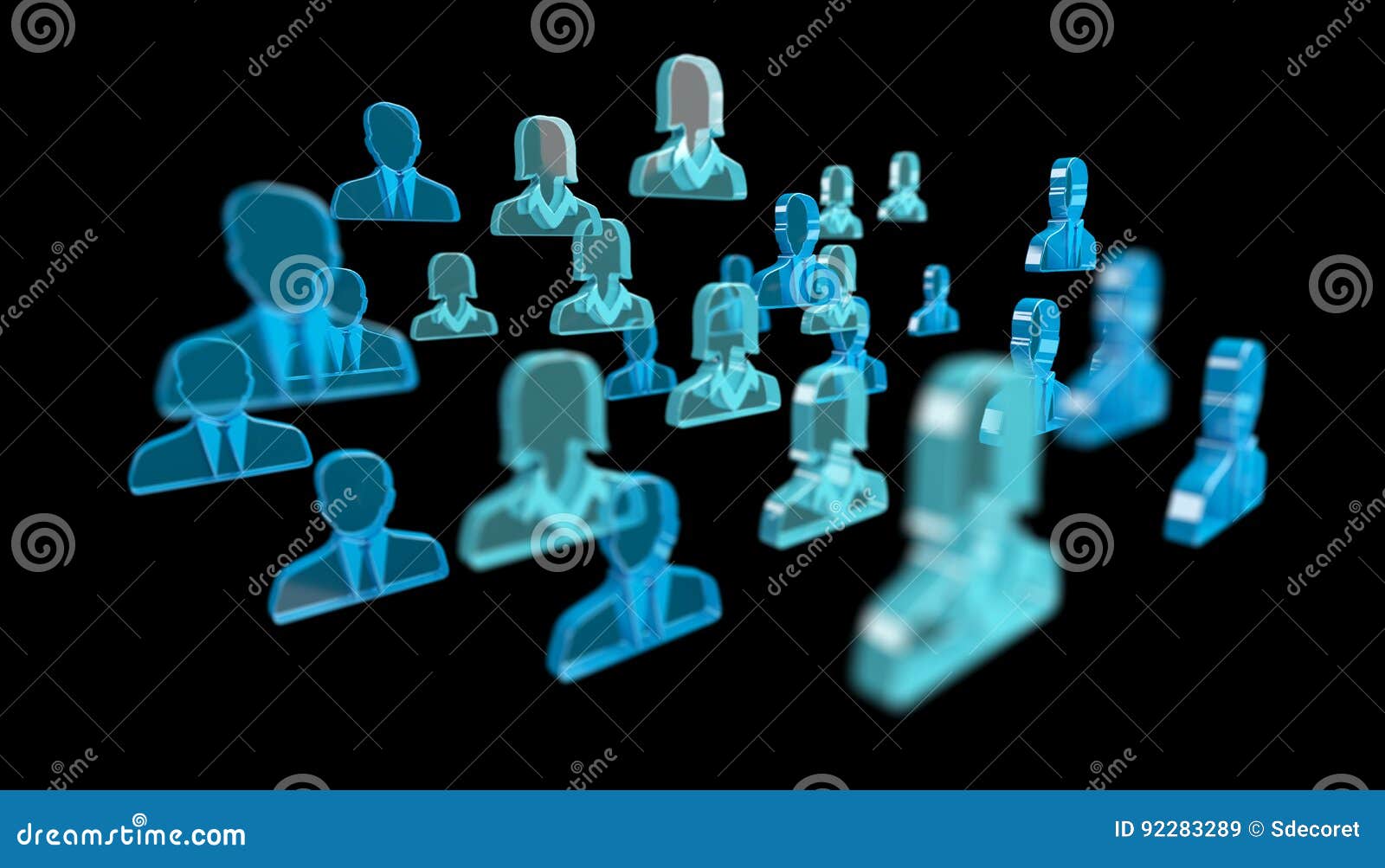 3D Rendering Group of Icon Blue People Stock Illustration ...