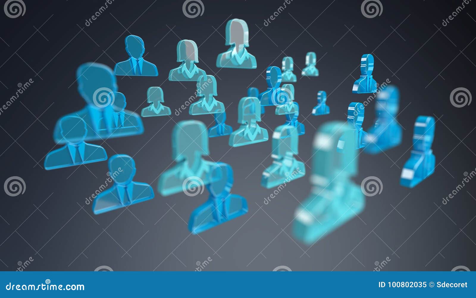 3D Rendering Group of Icon Blue People Stock Illustration ...