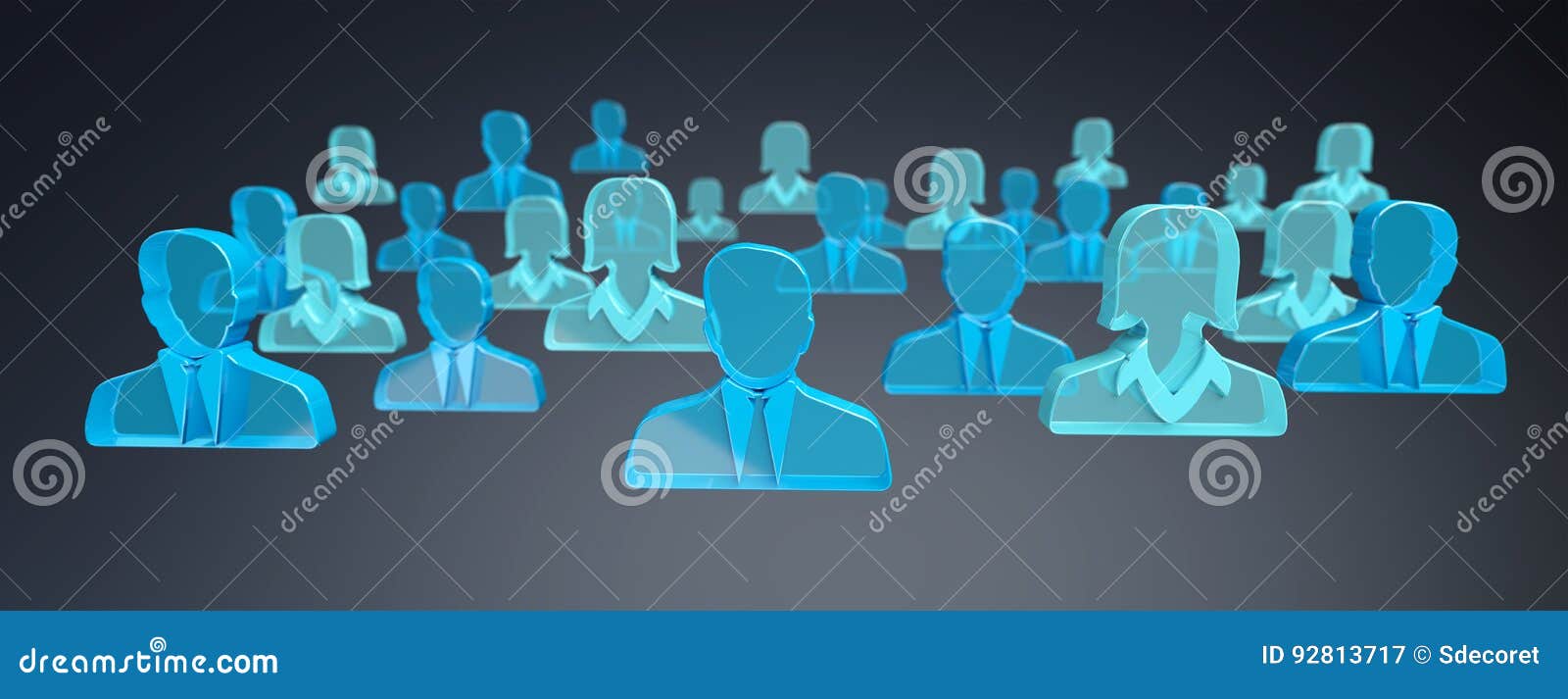 3D Rendering Group of Icon Blue People Stock Illustration ...