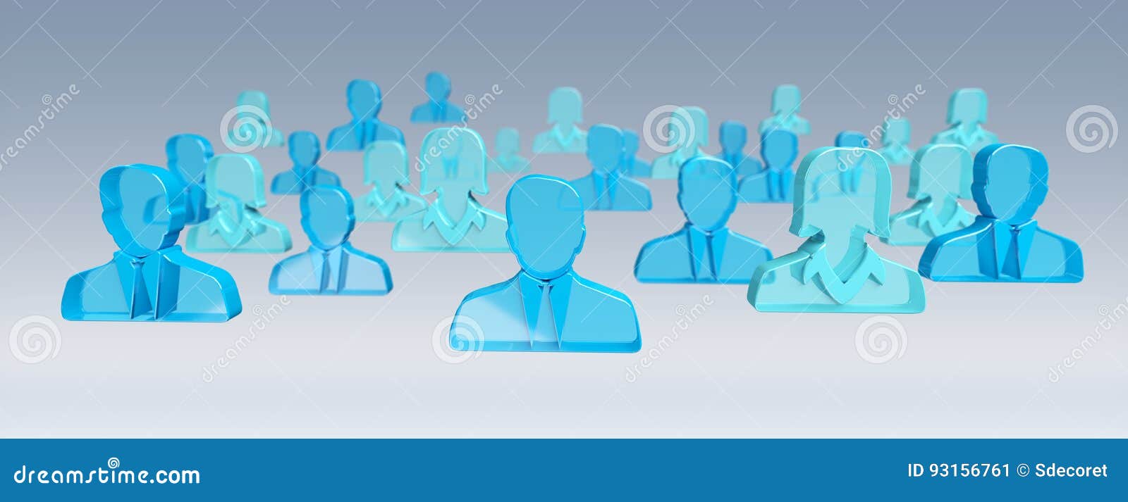 3D Rendering Group of Icon Blue People Stock Illustration ...
