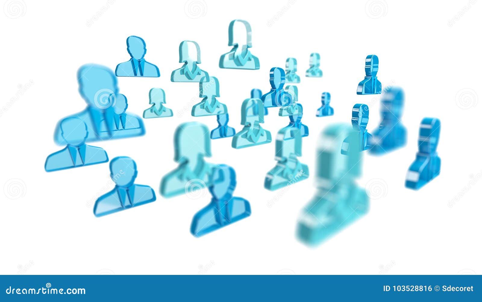 3D Rendering Group of Icon Blue People Stock Illustration ...