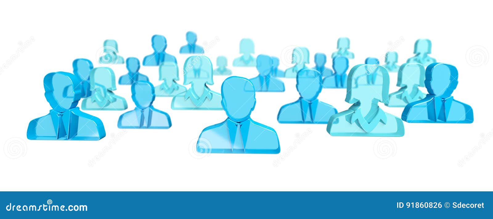 3D Rendering Group of Icon Blue People Stock Illustration ...