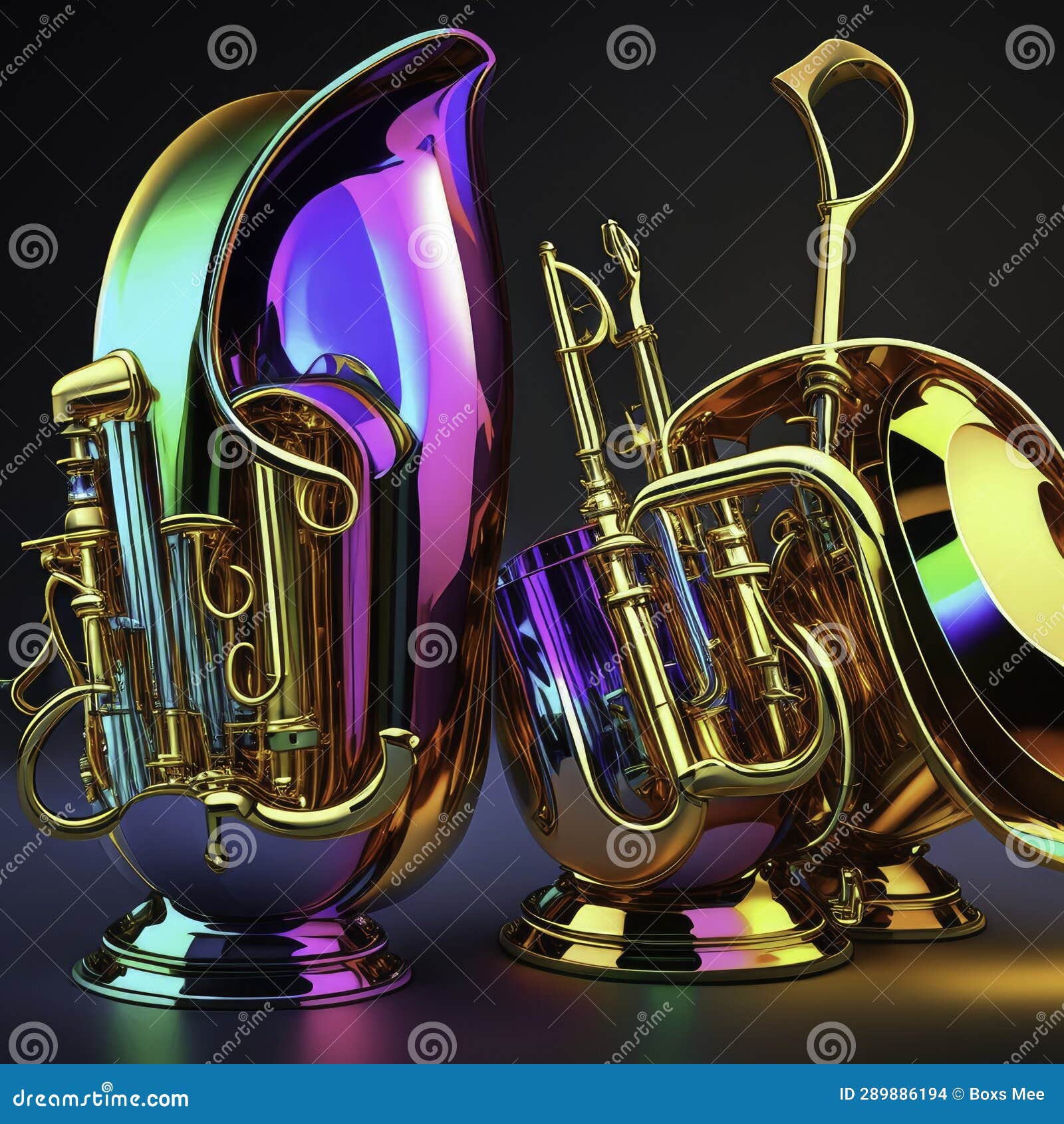 3d Rendering of a Group of Musical Instruments on a Black Background AI ...