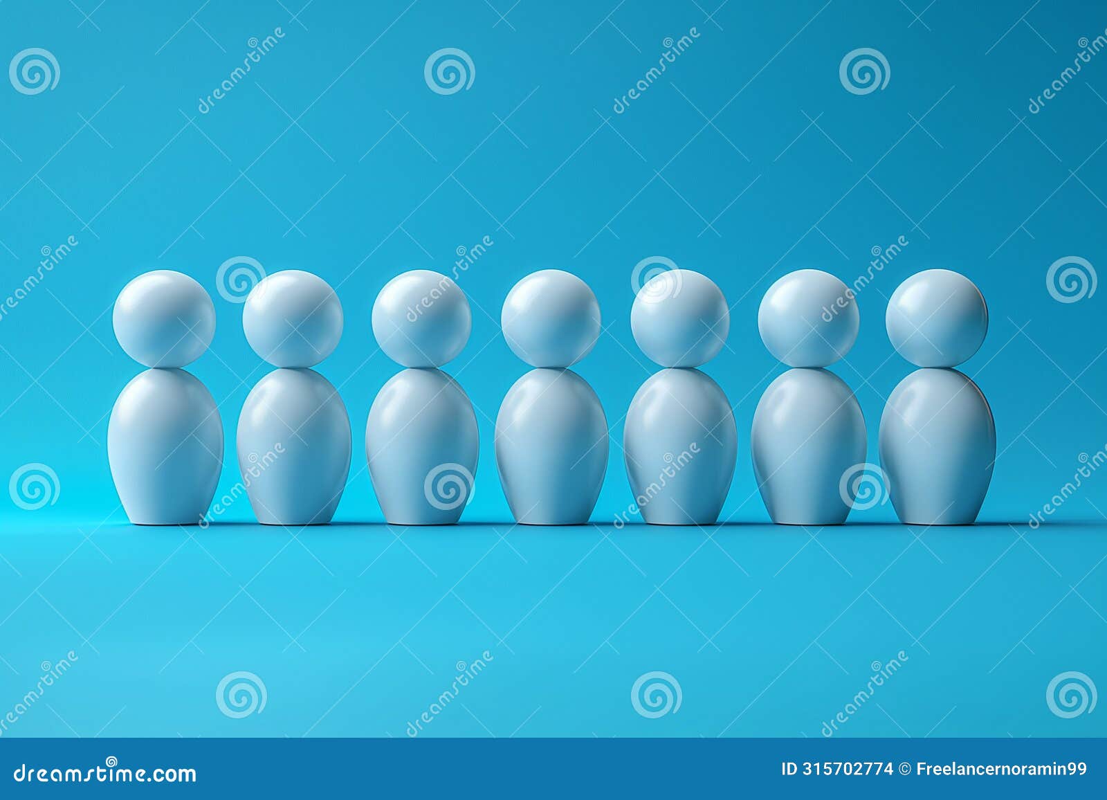 3d Rendering of a Group of People Standing in a Row on a Blue ...