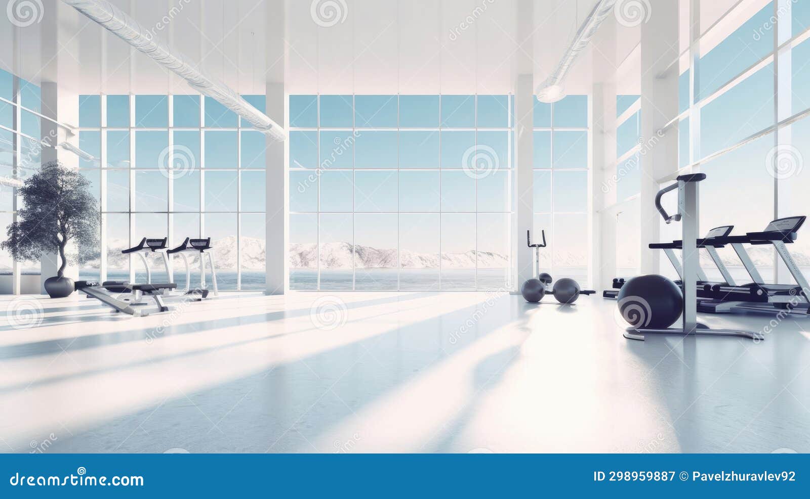 3d Rendering, Group of People Working Out in a Gym Stock Illustration ...