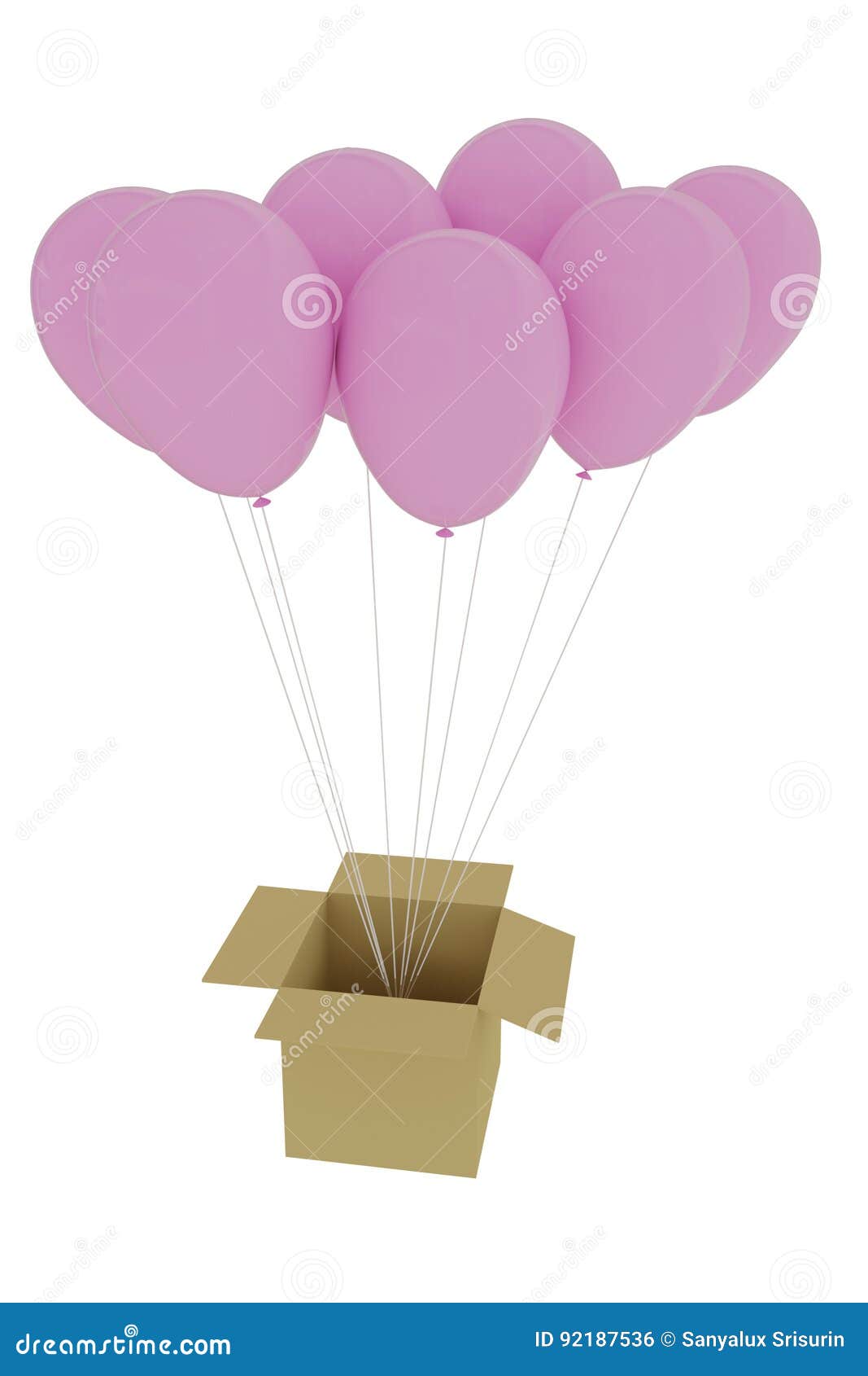 3D Rendering of Group of Pink Balloons in a Box Stock Illustration ...