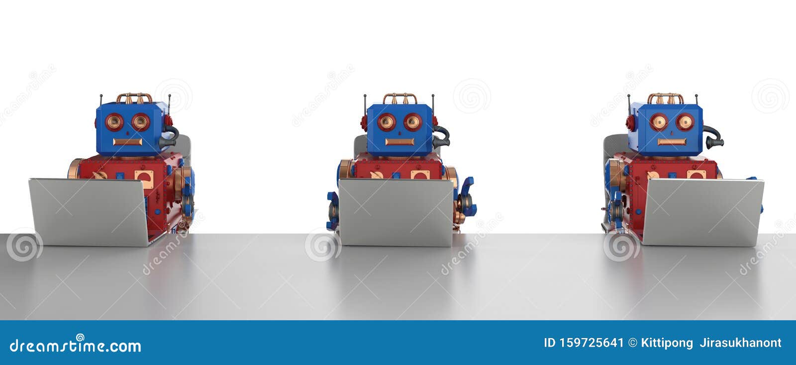 Robot with Notebook Computer Stock Illustration - Illustration of robot ...