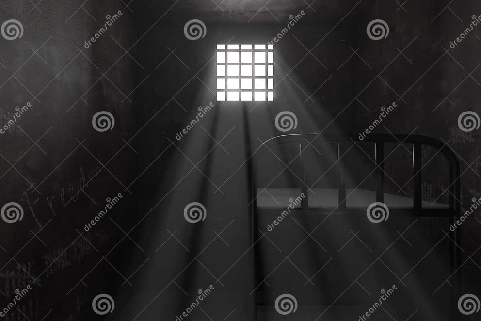 3d Rendering of Grunge Prison Cell with Bunk Bed and Light Ray of ...