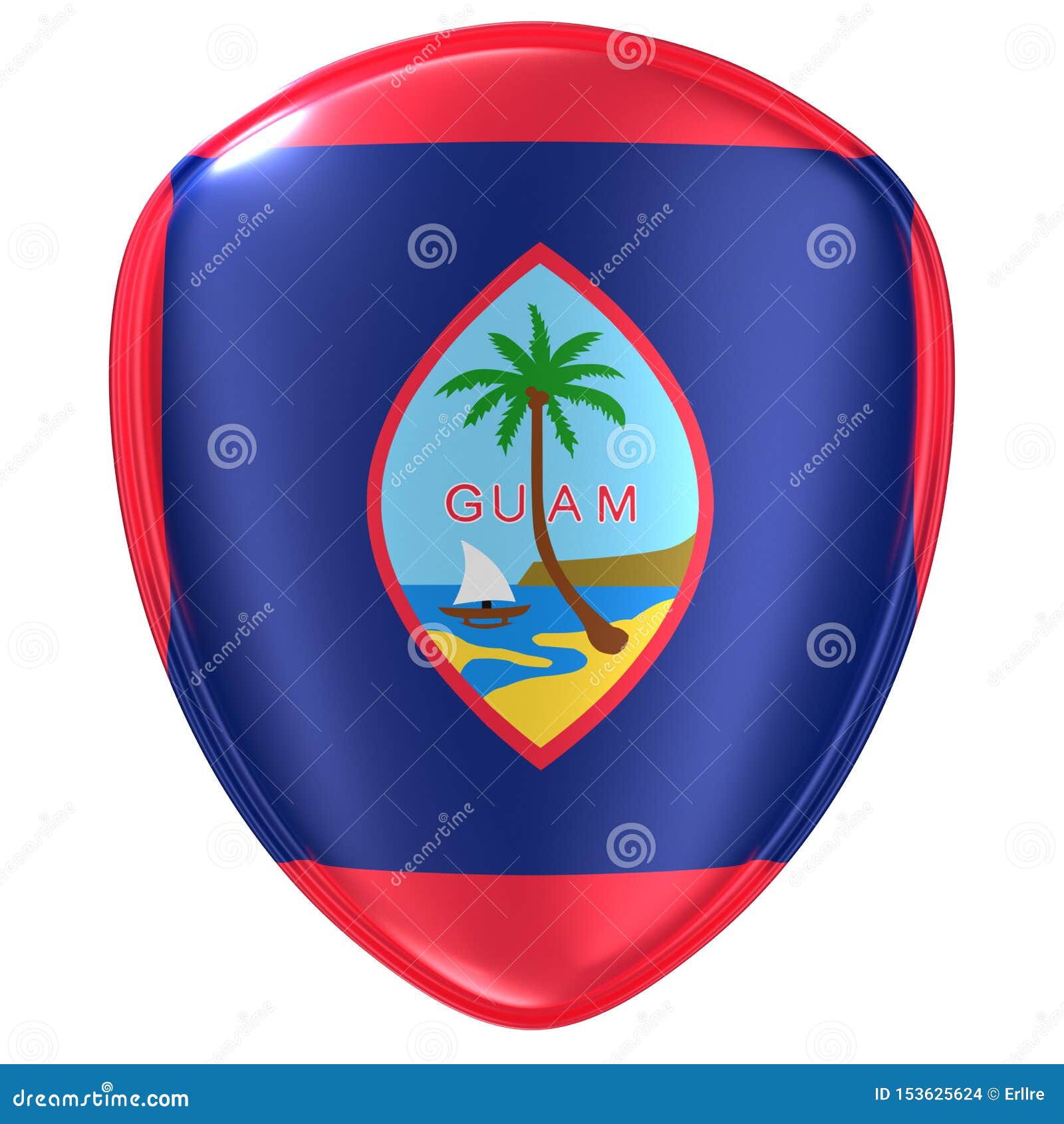 3d Rendering of a Guam Flag Icon Stock Illustration - Illustration of ...