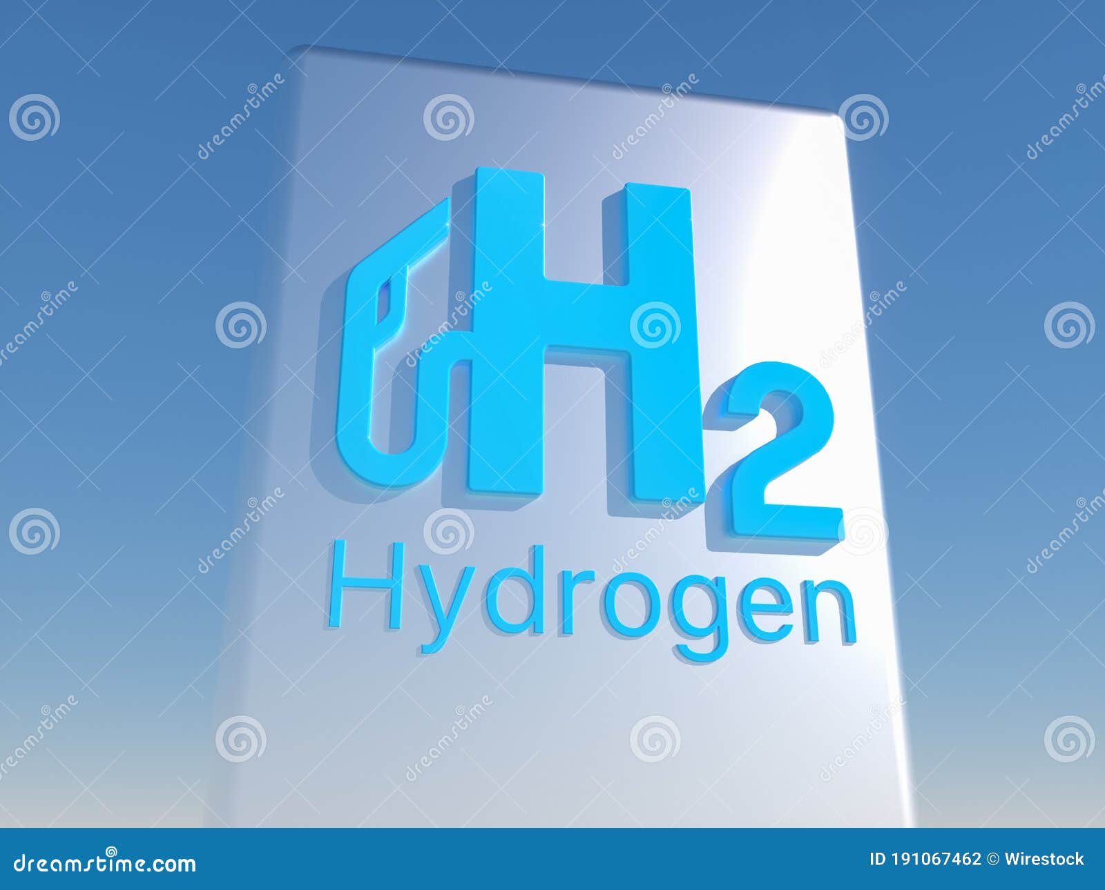 3D Rendering of an H2 Hydrogen Sign on a Blue Background Stock ...