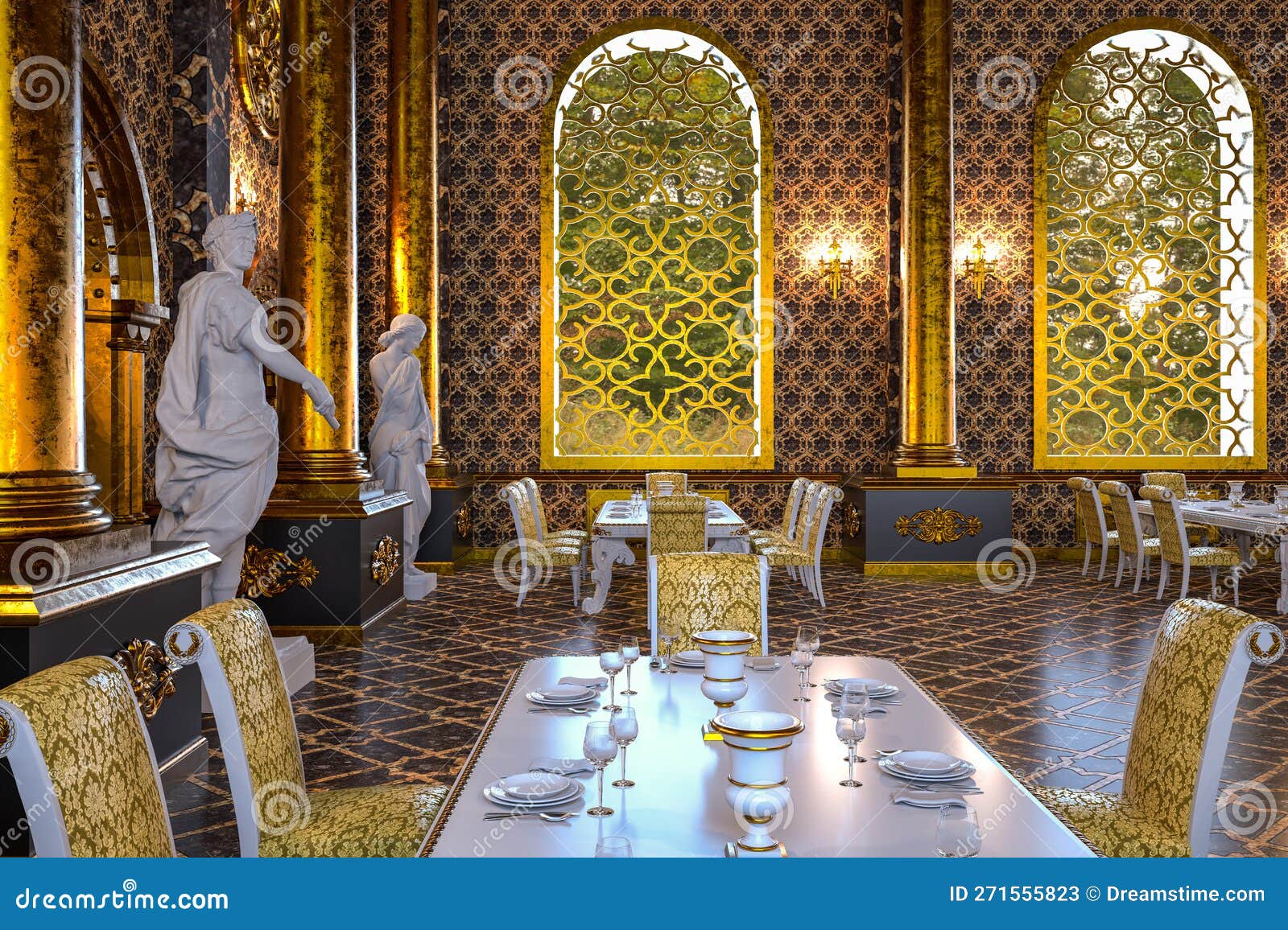 3D Rendering of the Hall in a Classic Style. Classic Interior Stock ...