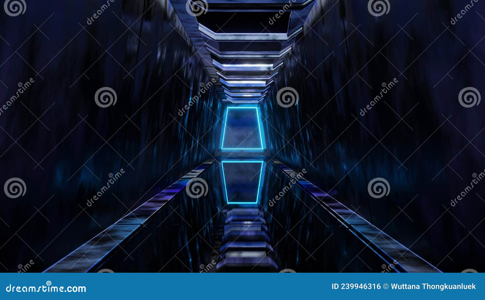 3D Rendering, Hallway, Concrete Surface Abstract Stock Illustration ...