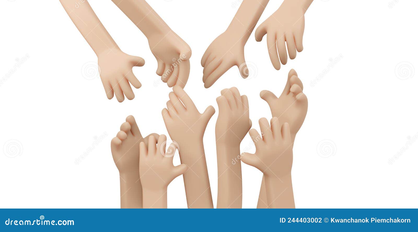 3D Rendering of Hand Help Each Other Concept of Helping Hand Support ...