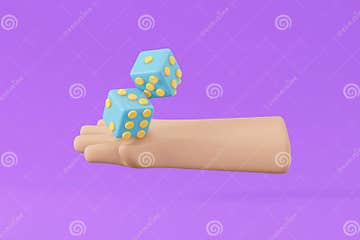3D Rendering of Hand Rolling Dice Symbol on Background. Stock ...