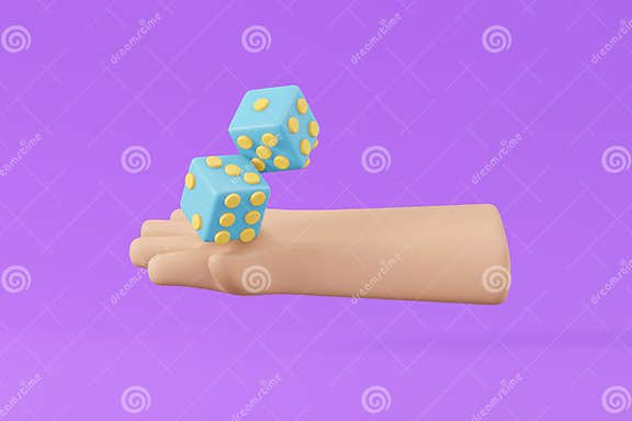 3D Rendering of Hand Rolling Dice Symbol on Background. Stock ...