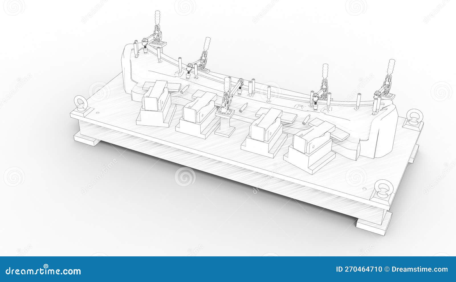 3D Rendering - Hand Sketch Drawing Of A Measurement And Welding Fixture ...