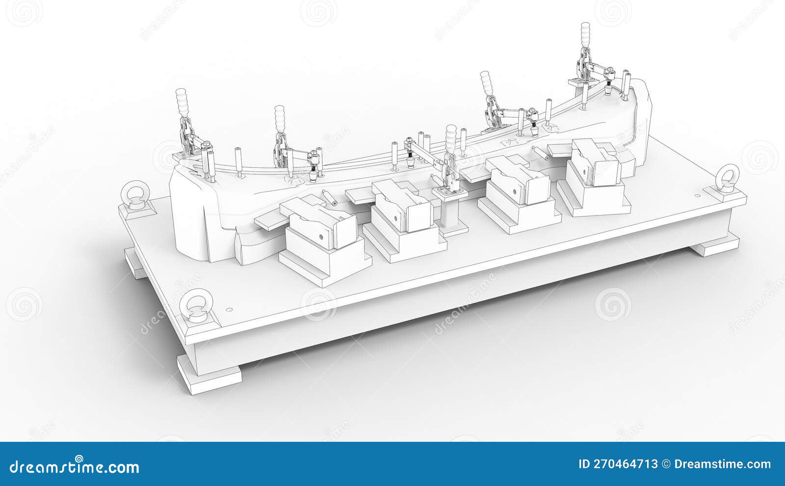 3D Rendering - Hand Sketch of a Mechanical Part Fixing Vice Mechanism ...