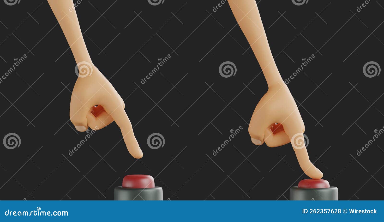 3D Rendering of Hands Pushing a Red Button on a Black Background Stock ...
