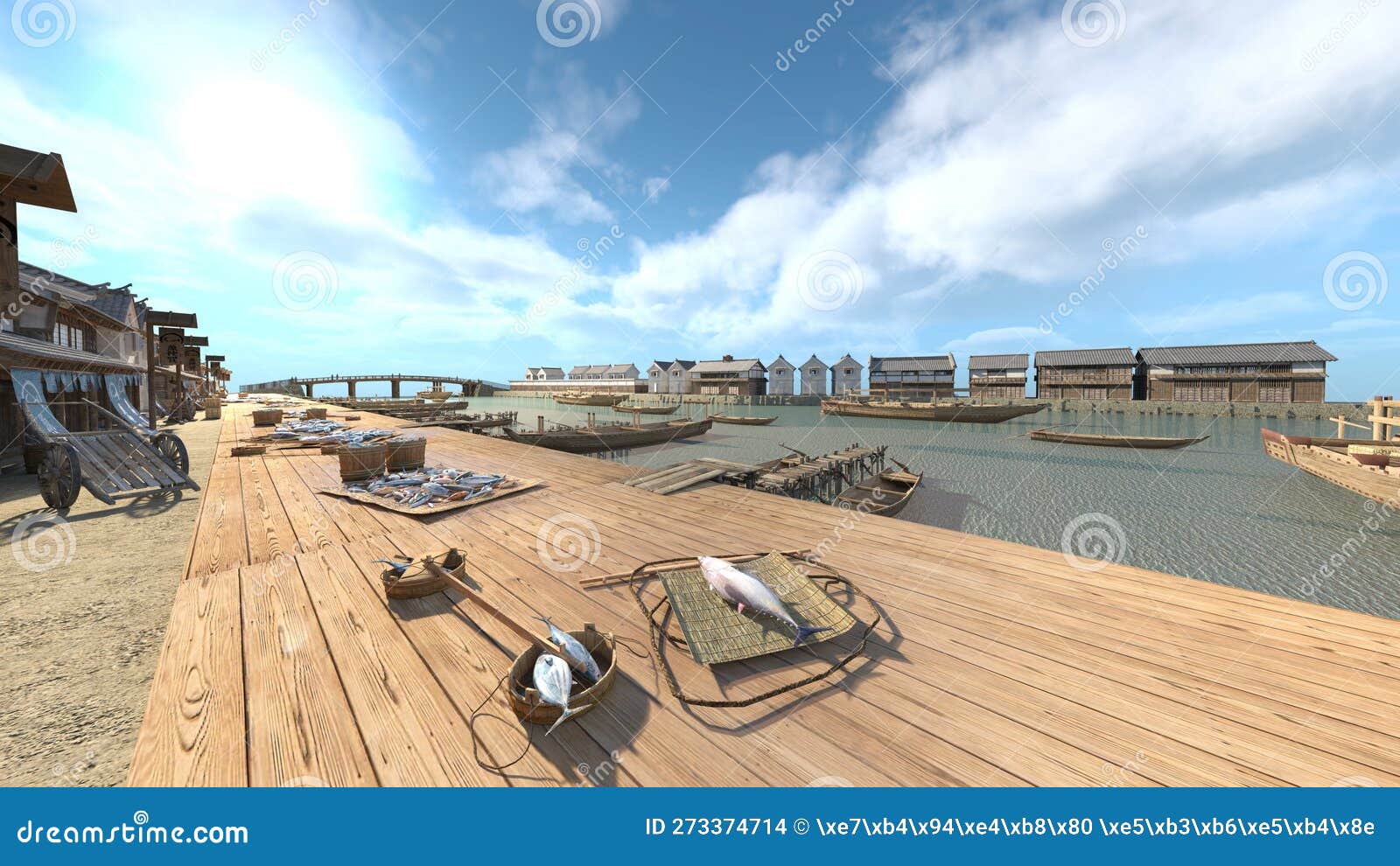 3D rendering of the harbor stock illustration. Illustration of ...