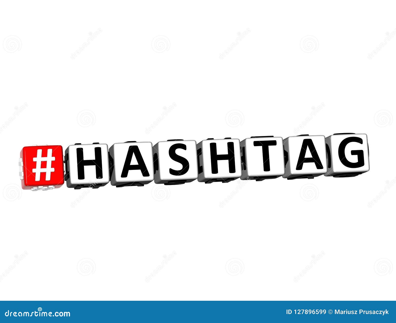 3D Rendering Hashtag Word Over White Background. Stock Illustration ...