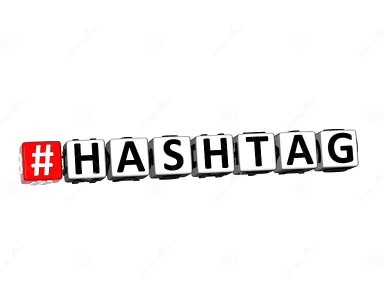 3D Rendering Hashtag Word Over White Background. Stock Illustration ...