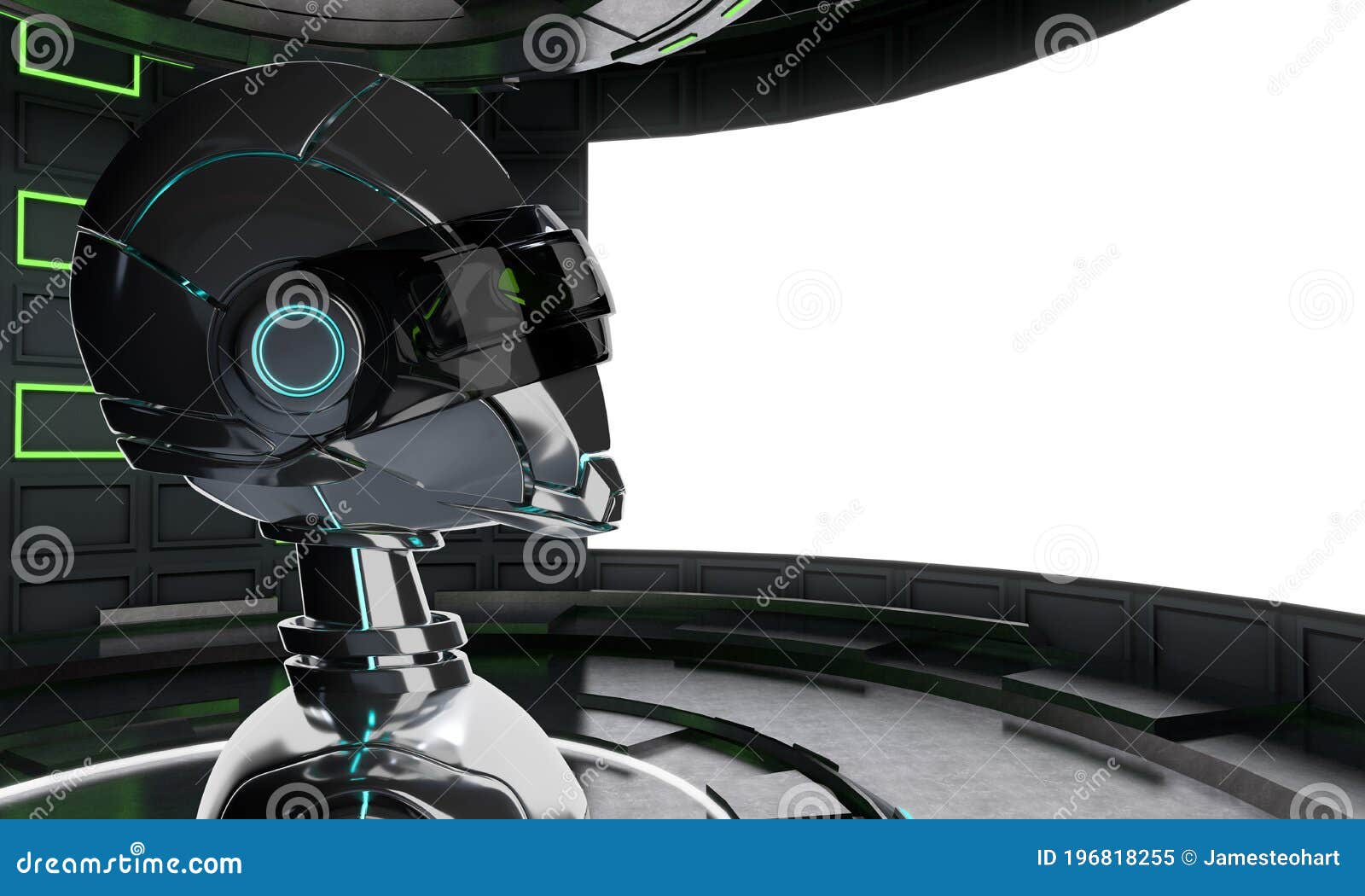 3D Rendering of the Head of a Ai Robot Stock Illustration ...