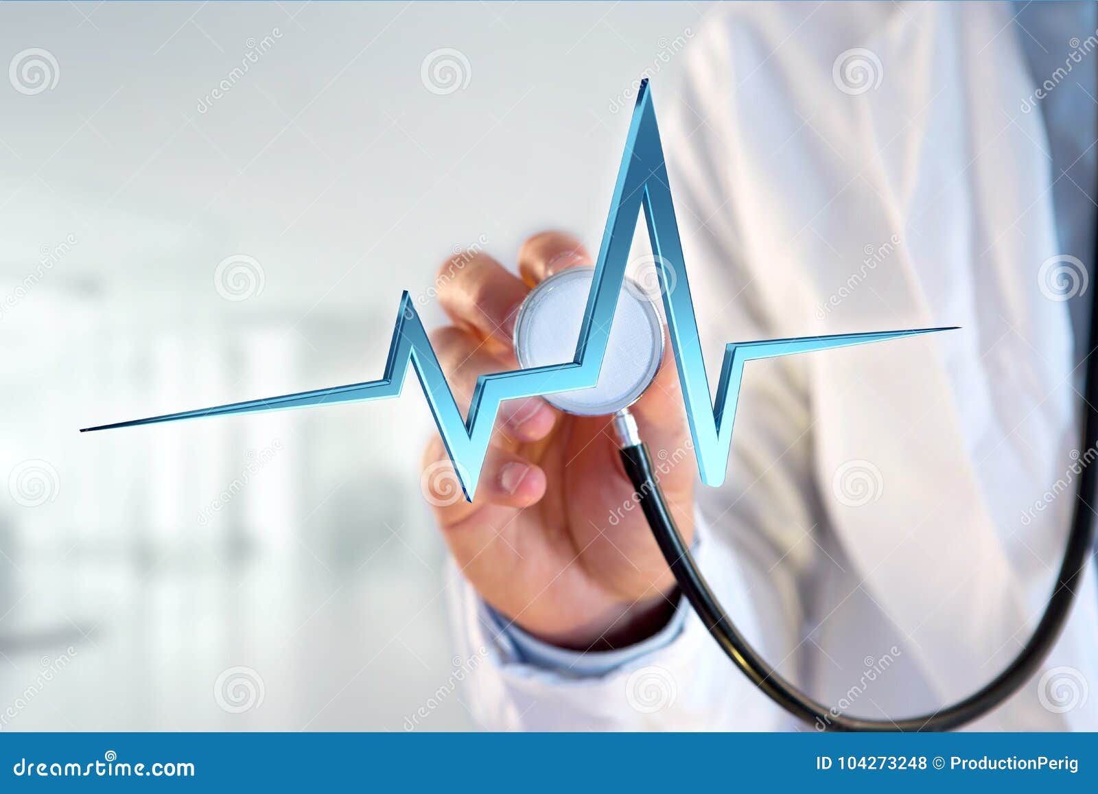 3d Rendering Heart Beat Line On A Medical Background Royalty-Free Stock ...