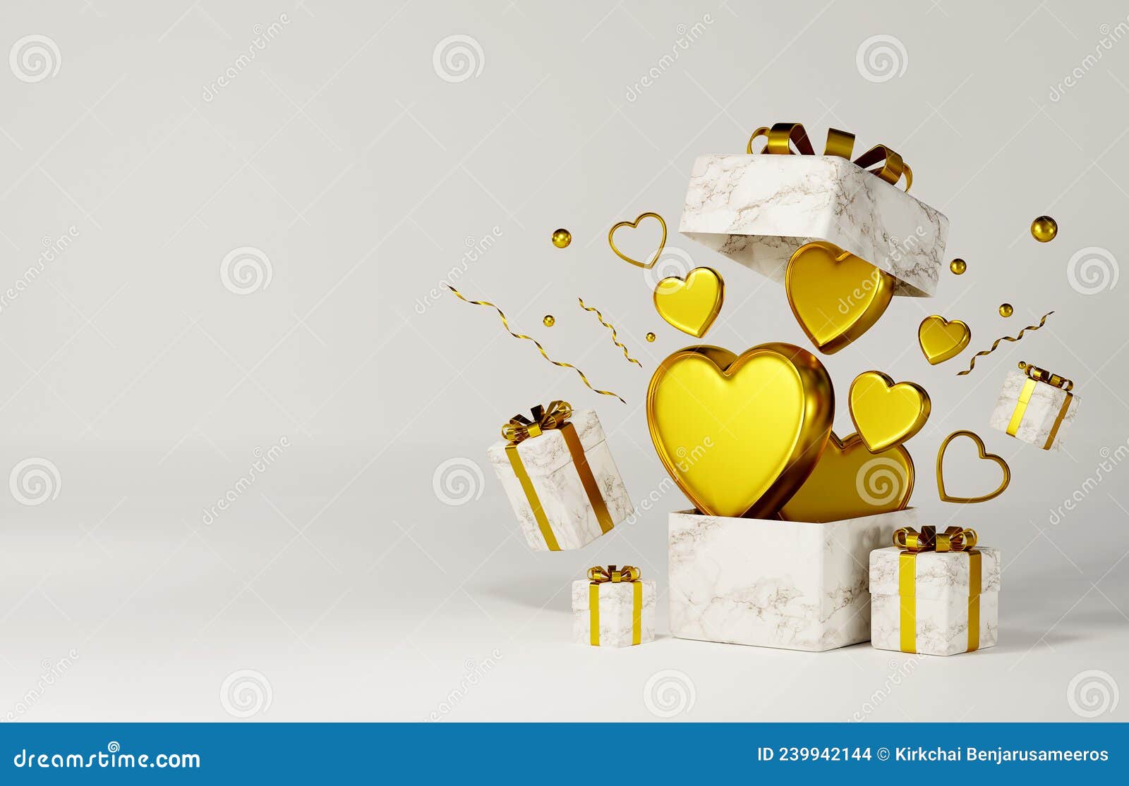 3D Rendering Heart Gold Shape and Gift Box 57 Stock Illustration ...